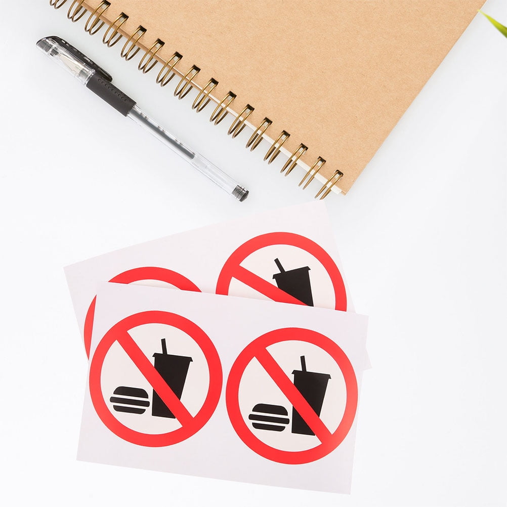 Hemoton 4pcs No Food Or Drink Allowed Sticker Set Warning Sign No Food ...