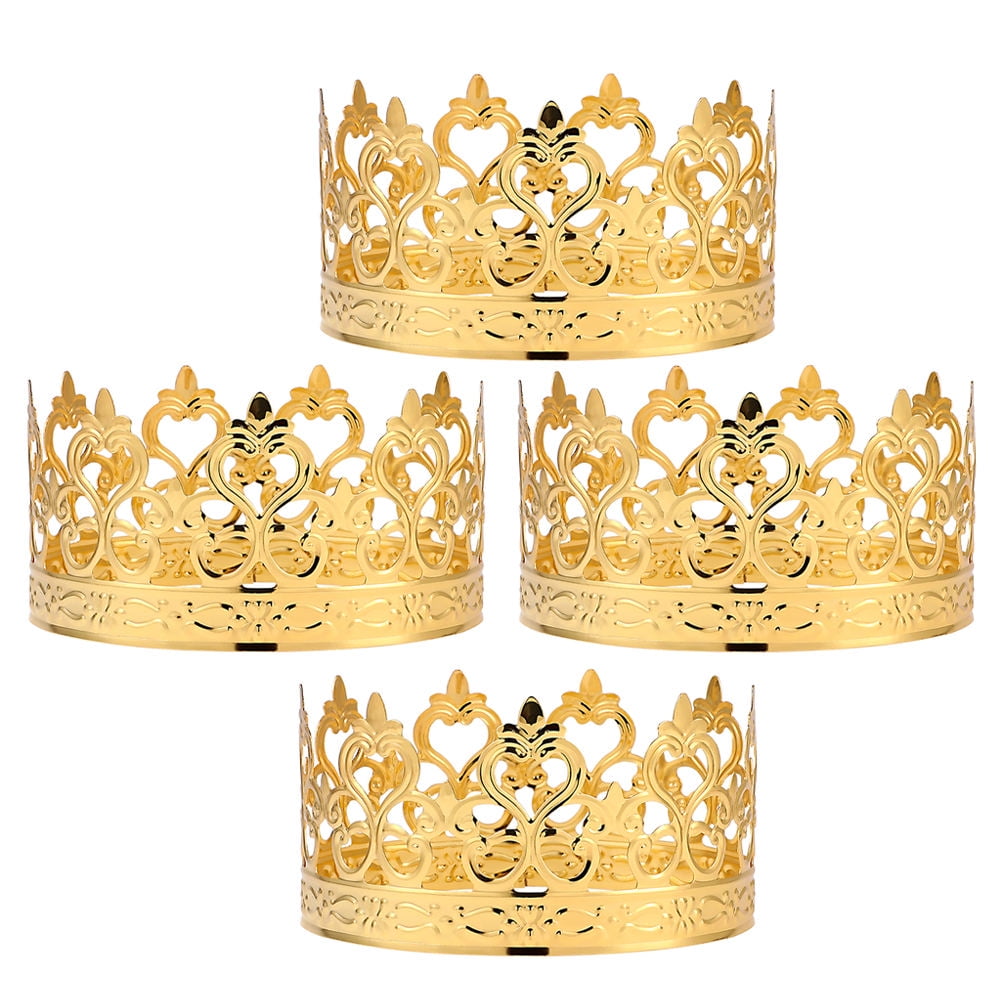 Hemoton 4pcs Handmade Mini Crowns Cake Toppers Set - Prince, Princess ...