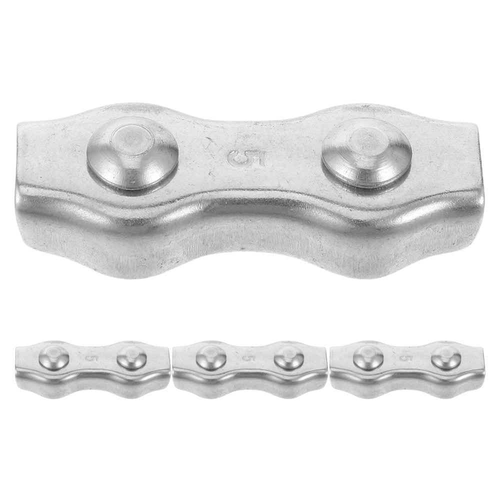 Hemoton 4pcs Stainless Steel Double Hole Cable Clamps Secure Wire Rope ...