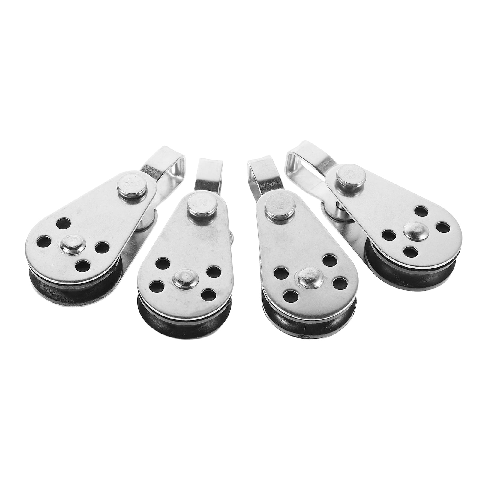 Hemoton 4PCS Heavy Duty Stainless Steel Nylon Marine Pulley Blocks Kit ...