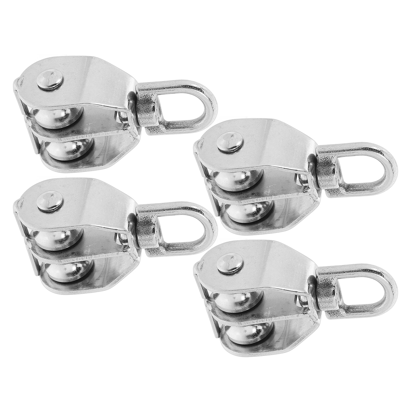 Hemoton 4pcs Stainless Steel Swivel Pulley Set Single Double Pulley ...