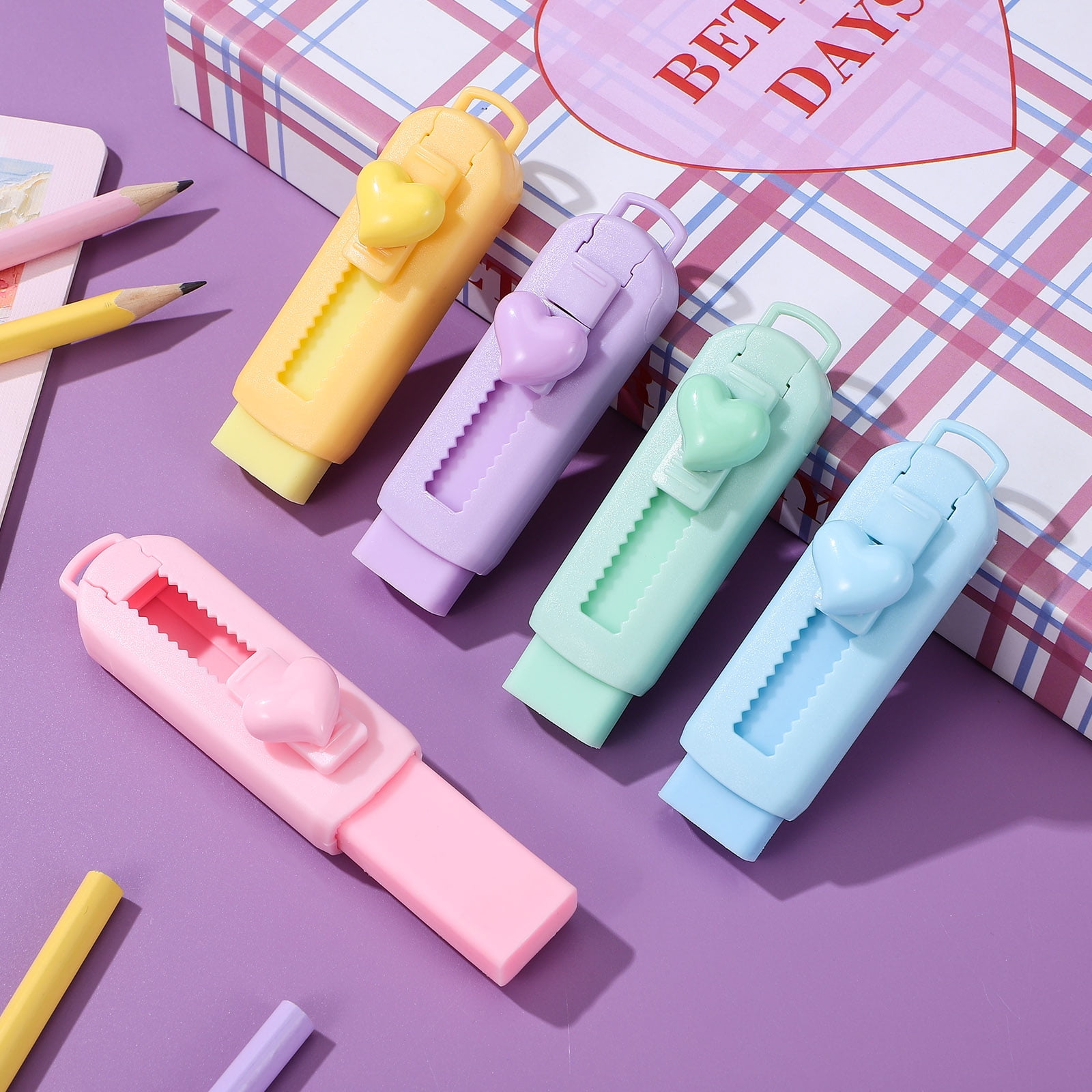 Hemoton 5 Pcs Sliding Retractable Eraser Erasable Telescopic Pencil ...