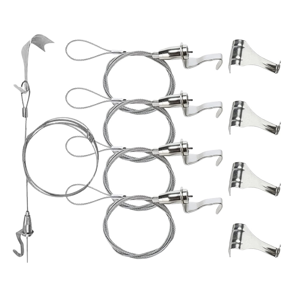 Hemoton 5 Sets Of Adjustable Picture Hanging Wire Hooks Picture Rail ...