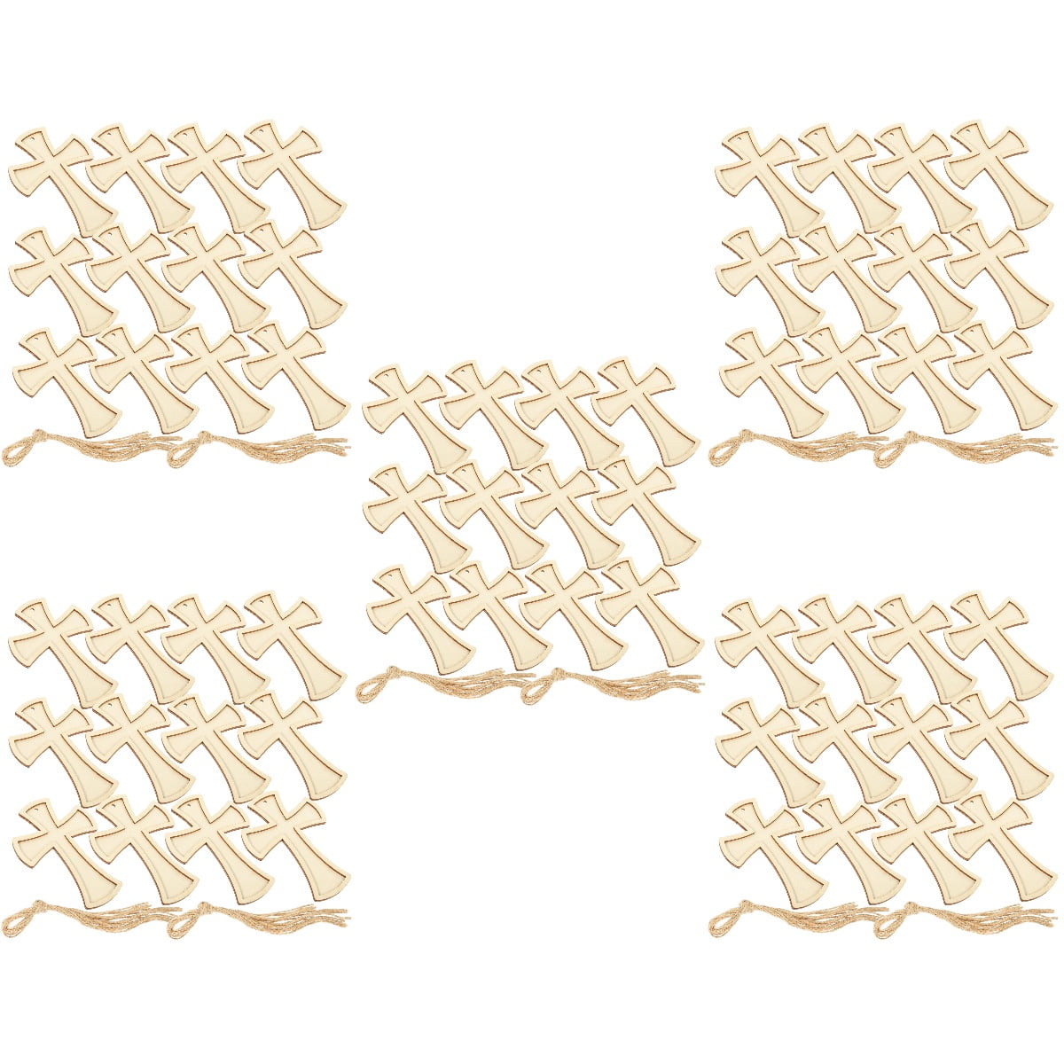 Hemoton 5 Sets Unfinished Cross Wood Pieces DIY Blank Wood Slices ...