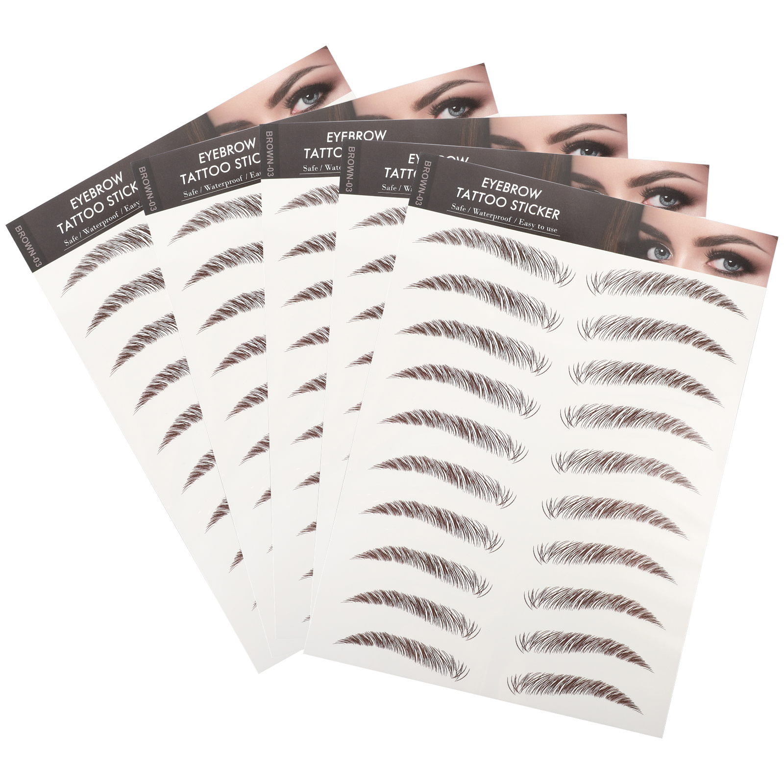 Hemoton 5 Sheets Simulation Eyebrows Sticker Fake Eyebrows Tattoos ...