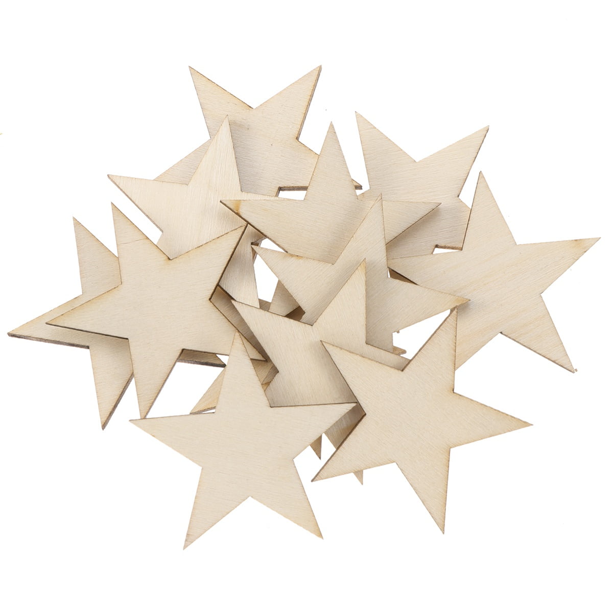 Hemoton 50 Pcs Unfinished Star Shape Wood Cutouts 40mm Wooden Slices ...