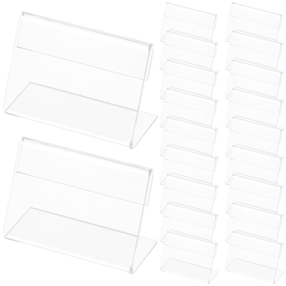 HEMOTON 50PCS Mini Acrylic Name Card Holder Slanted L Shape Countertop ...