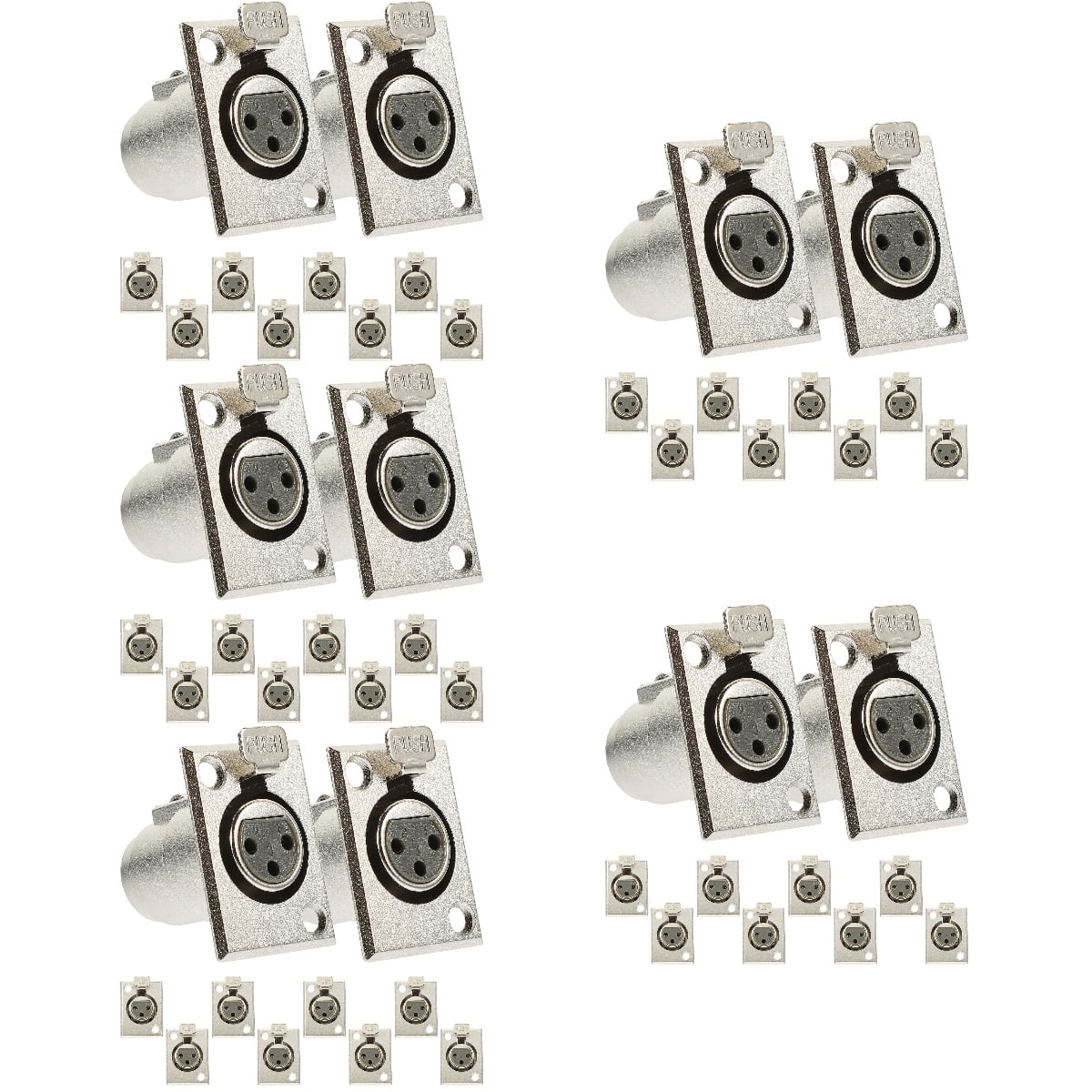 Hemoton 50 pcs Professional 3 Pin Female Socket Metal Panel Chassis ...