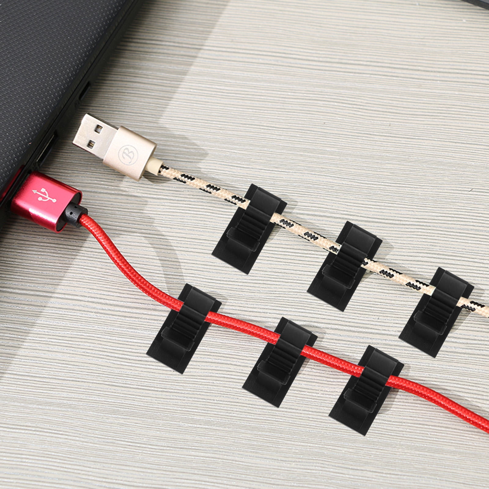 Hemoton 50pcs Adhesive Cable Clips Wire Management Clamps Reusable ...