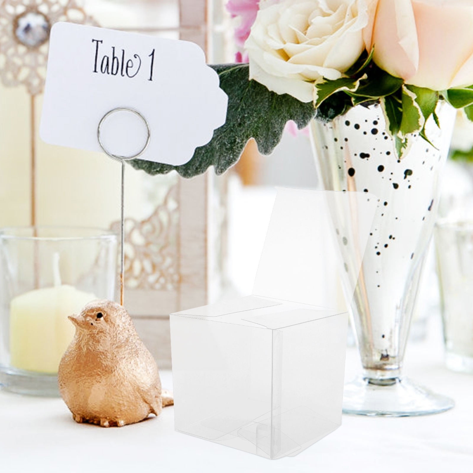 Hemoton 50pcs Clear Plastic Folding Present Boxes With Lid Transparent ...