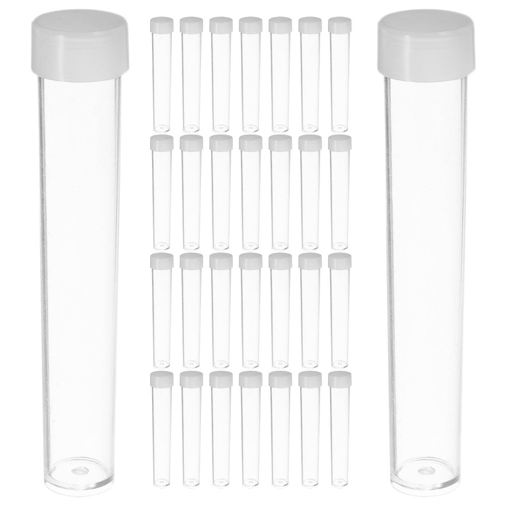 Hemoton 50pcs Clear Plastic Tubes with Caps for Glitter Beads and Craft ...