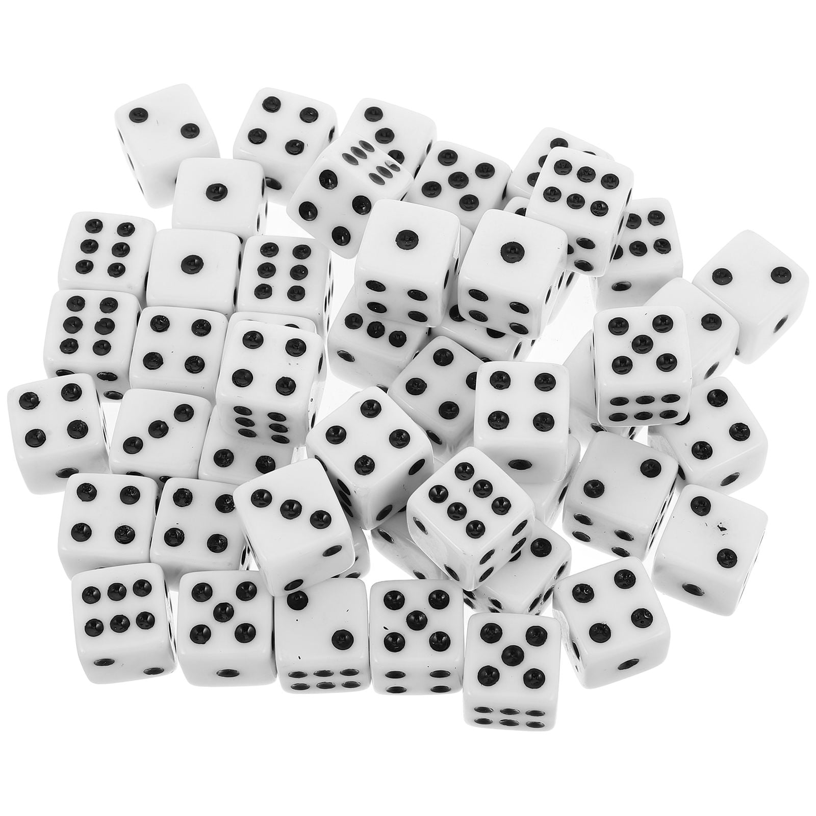 Hemoton 50pcs White Dice Set 16MM Standard Game Dices Six-Sided Dice ...