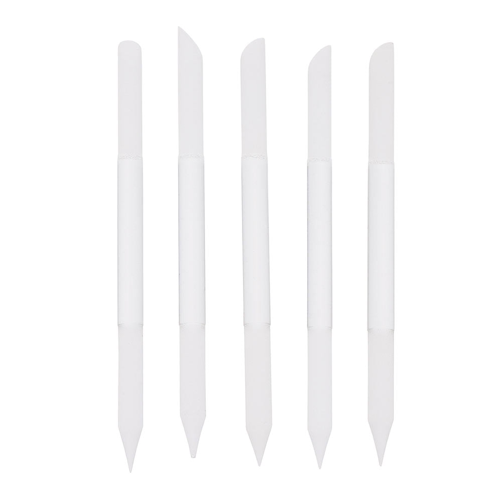 HEMOTON 5pcs Glass Cuticle Pusher Nail File Set Cylinder Shaped Crystal ...