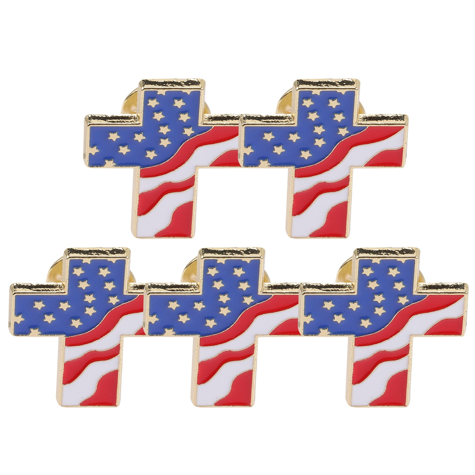 Hemoton 5pcs Independence Day Flag Pattern Cross Shape Brooches Cross ...