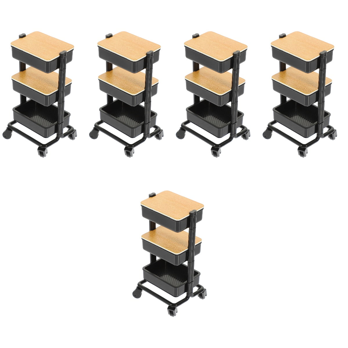 Hemoton 5pcs Miniature Trolley Sundries Rack Lifelike Cart Doll House ...