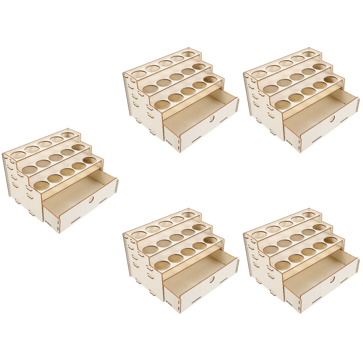 Hemoton 5pcs Paint Wooden Storage Rack with Drawer Pigment Container ...