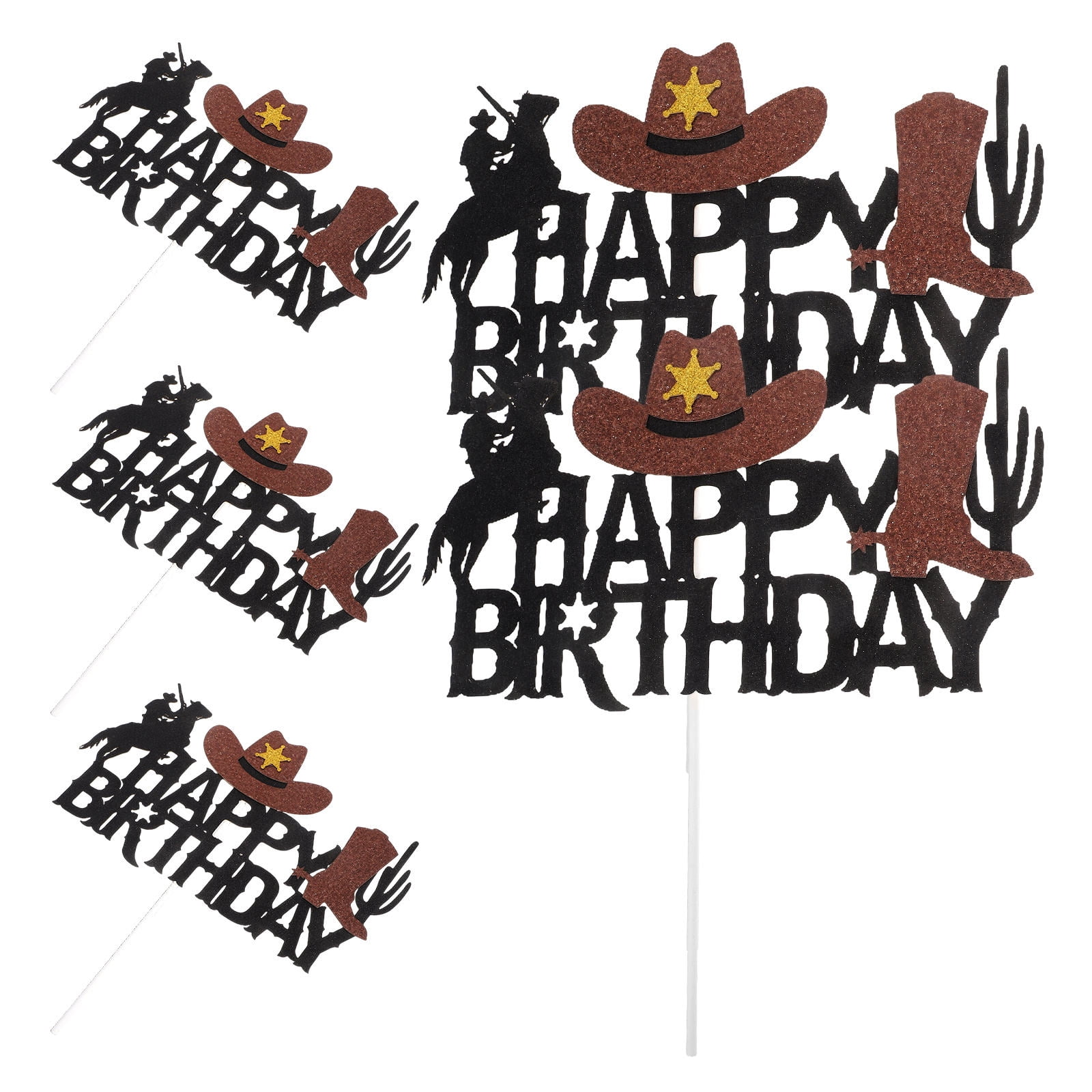 Hemoton 5pcs Western Cowboy Cake Picks Toppers Cowboy Party Cupcake ...