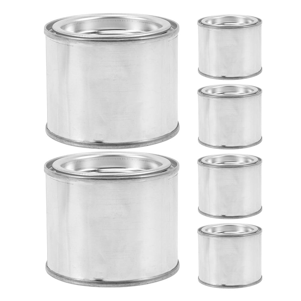 Hemoton 6 Pcs Metal Can Paint Containers with Lids for Leftover Silver ...