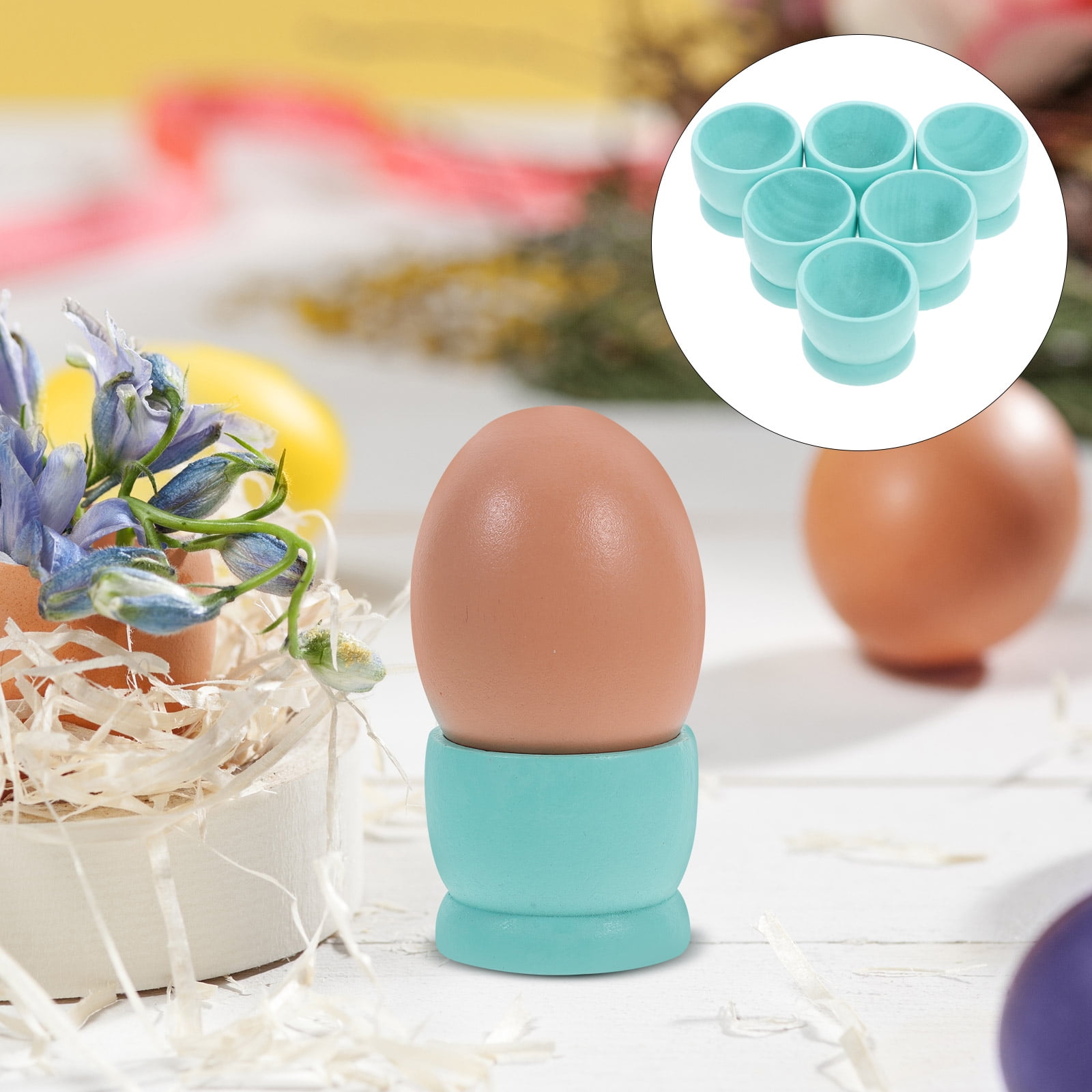EXHUMKY Counter Egg Holder Wooden Light Green for Eggs Various ...