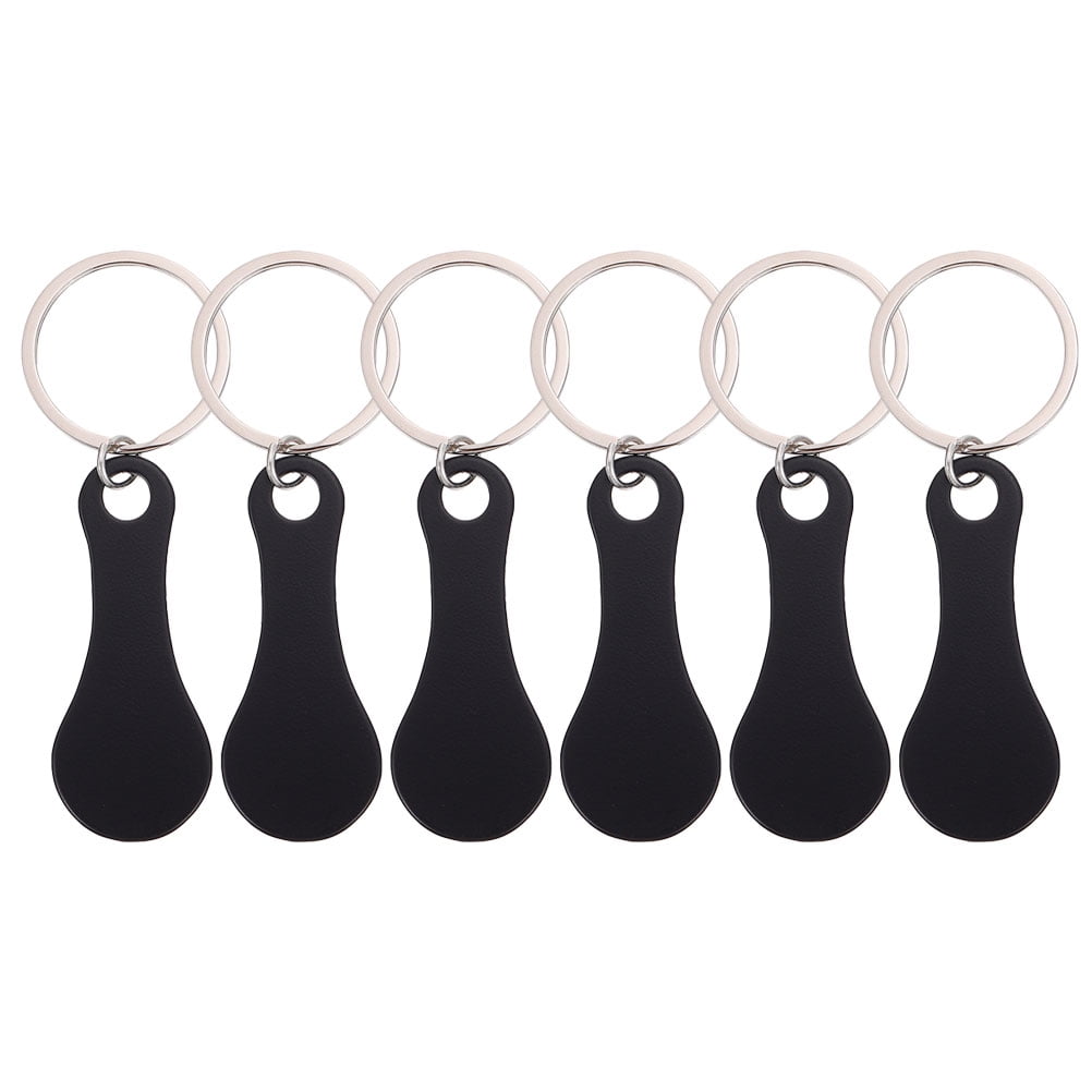 Hemoton 6 pcs Shopping Trolley Tokens Stainless Steel Key Ring Shopping ...