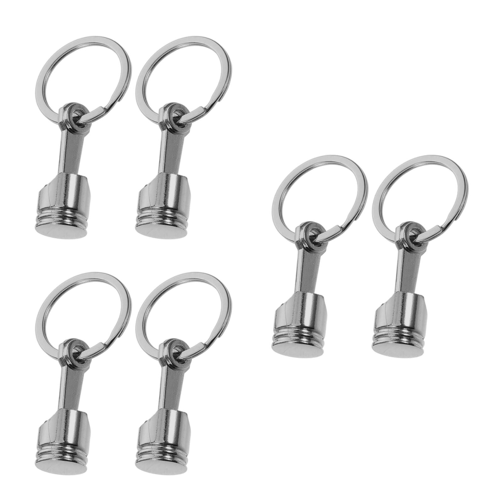 Hemoton 6 pcs Silver Piston Keychain Metal Auto Part Engine Key Chain ...