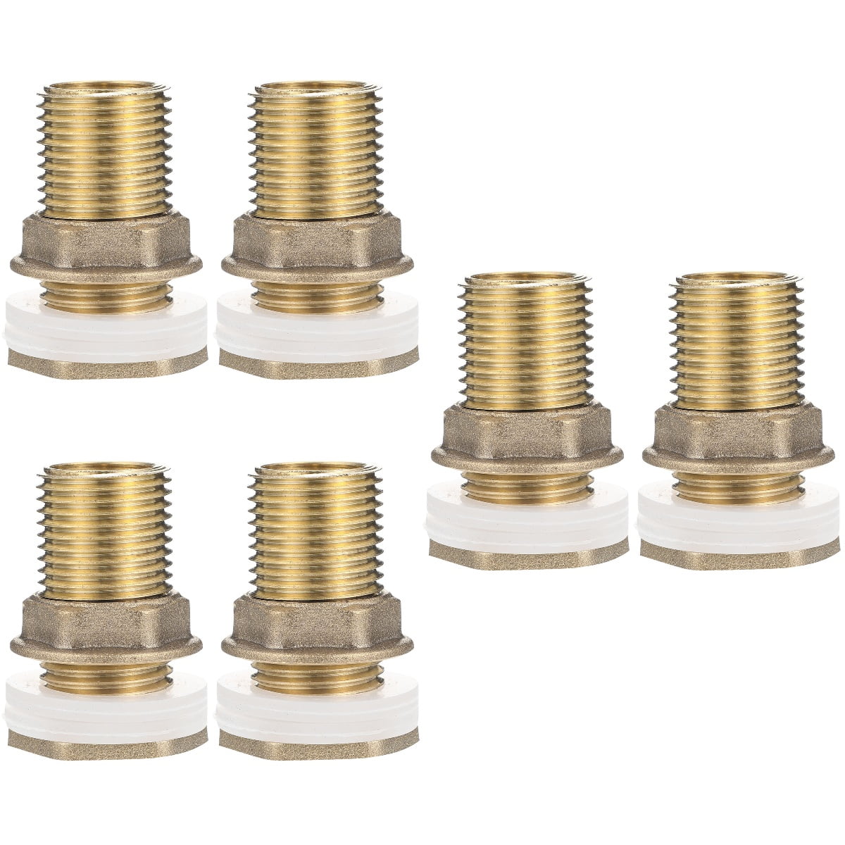 Hemoton 6 pcs Tank Fittings 3/8" Female 1/2" Male Threaded Bulkhead Fitting Brass Hose Adapters ...