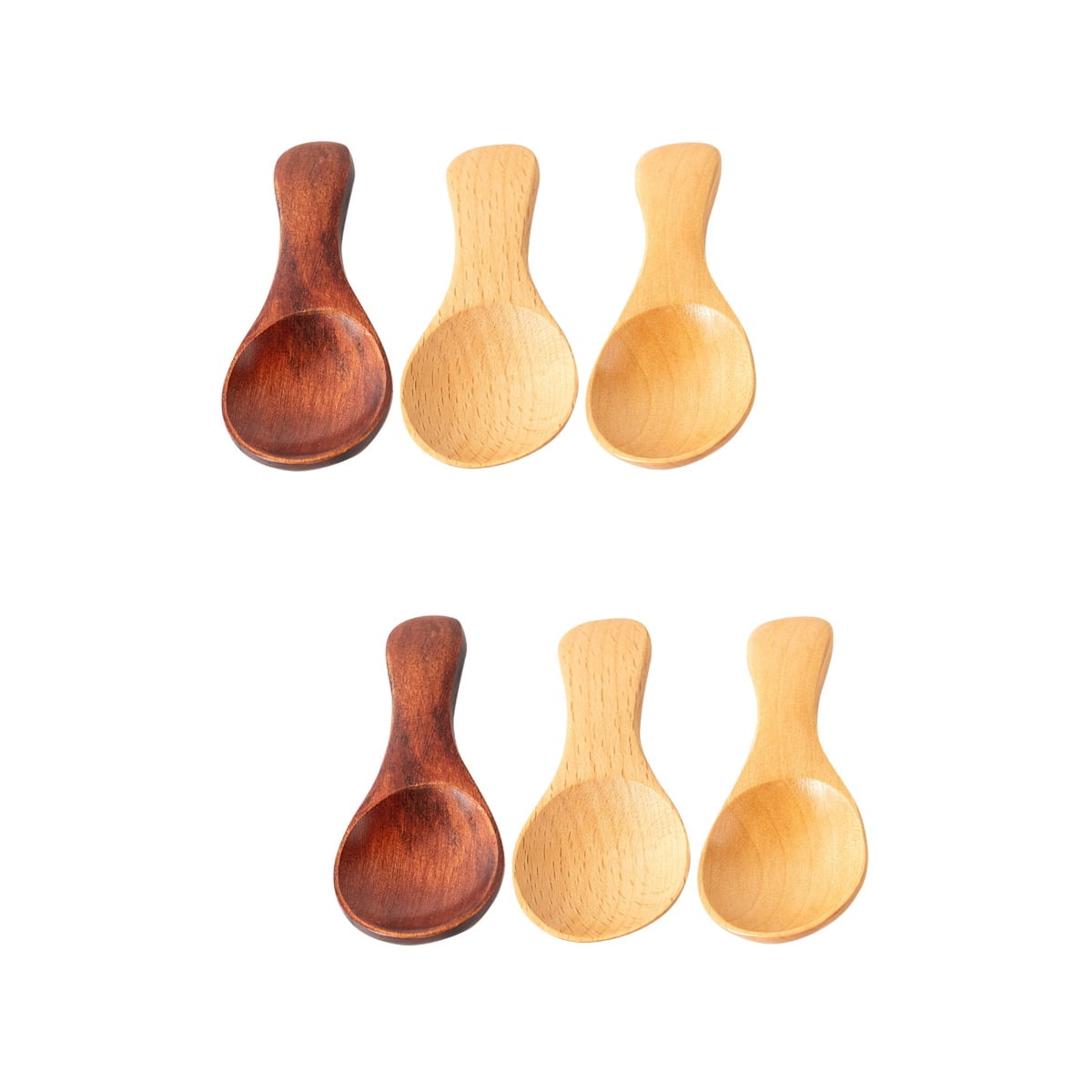 Hemoton 6 pcs Wooden Sugar Scoops Short Handle Teaspoons Mini Wood ...