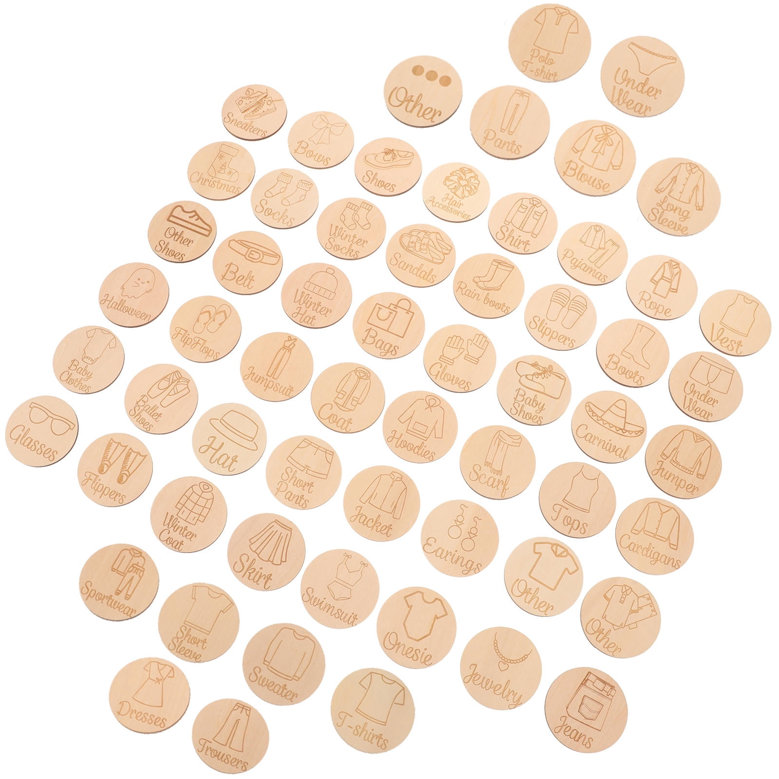 Hemoton 60Pcs Wood Closet Labels Classification Labels Wooden Labels ...