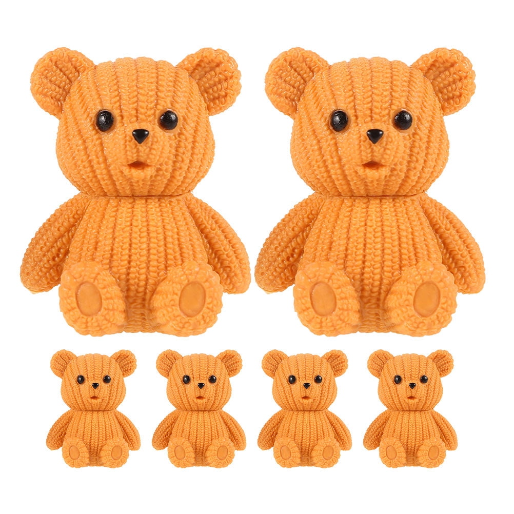 Hemoton 6pcs Cute Mini Bear Figurines for Micro Landscape Decors ...