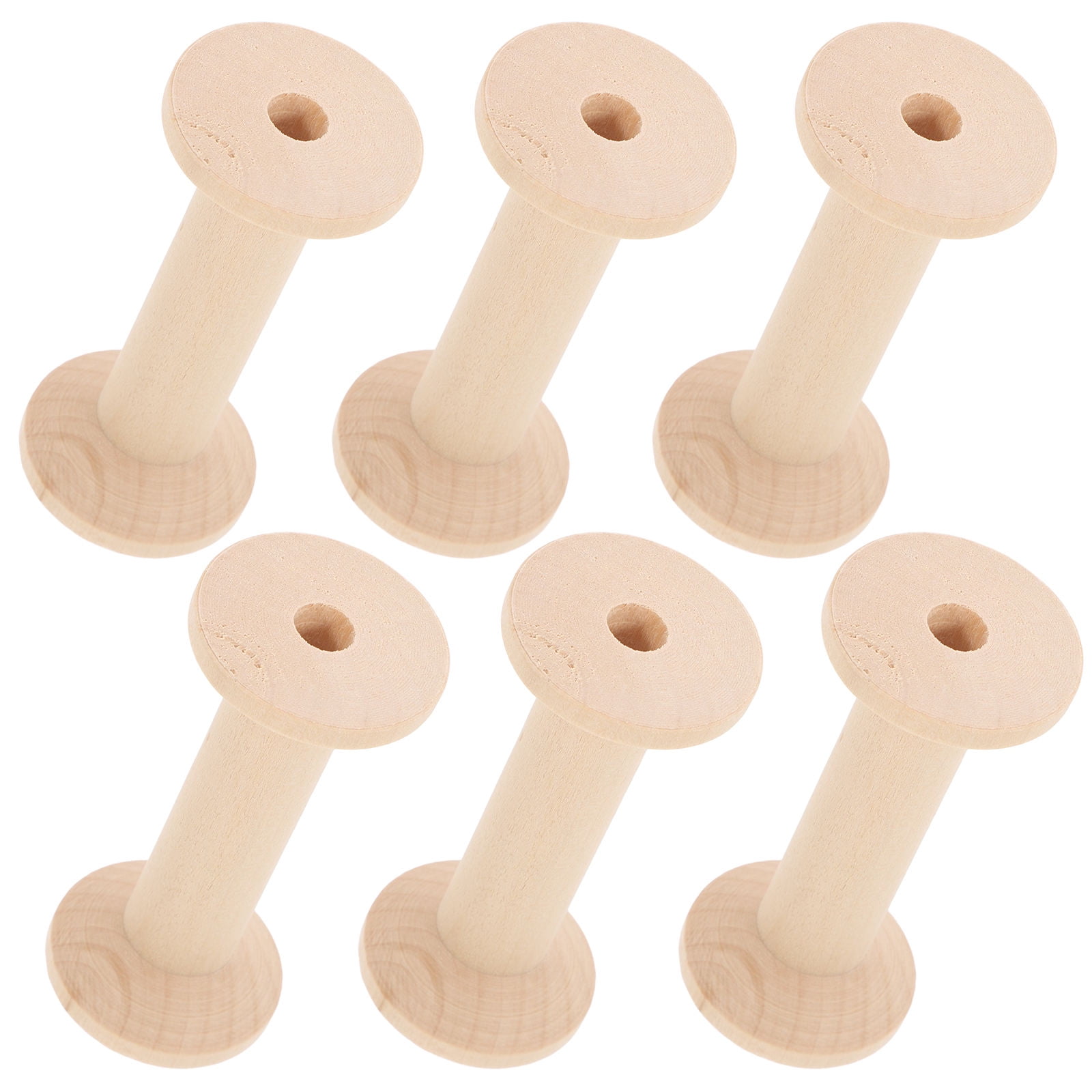 Hemoton 6pcs Large Unfinished Wooden Spools for Sewing Crafts Empty ...