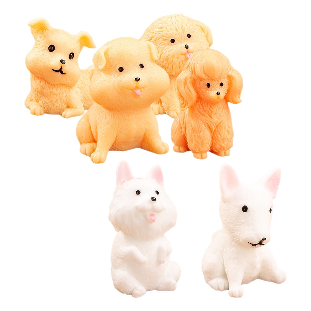 Hemoton 6pcs Mini Resin Dog Figurines Tiny Dog Statues Miniature Resin ...