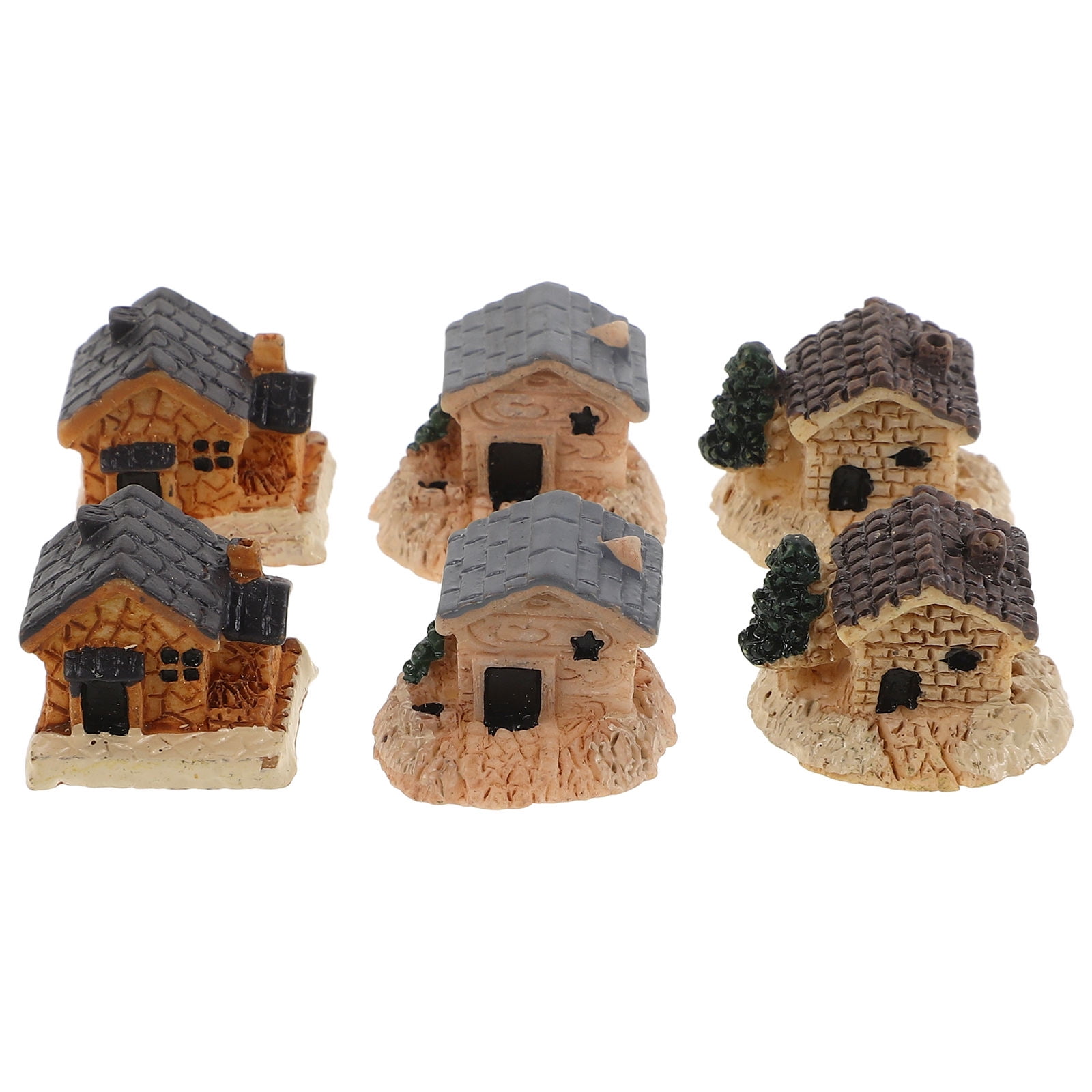 Hemoton 6pcs Miniature Fairy Garden Stone House Mini Fairy Cottage ...