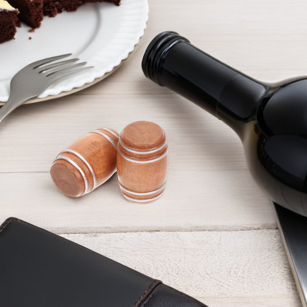 Hemoton 6pcs Miniature Wooden Pickle Barrel Mini Wood Beer Barrels ...