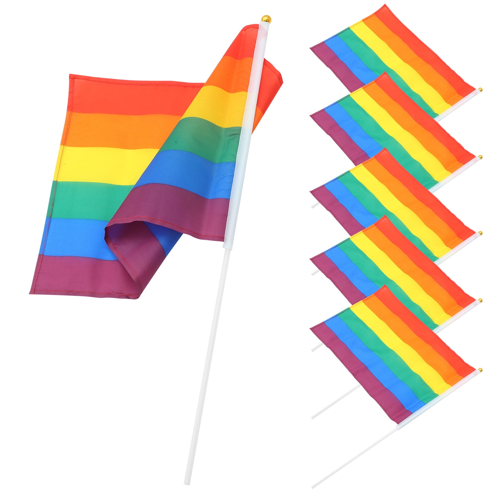 Hemoton 6pcs Outdoor Pride Flags Handheld Rainbow Party Flags Pride ...