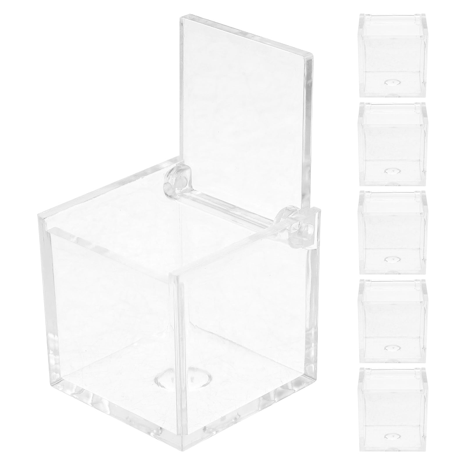 Hemoton 6pcs Plastic Square Candy Box with Lids 4.5cm Clear Cube ...