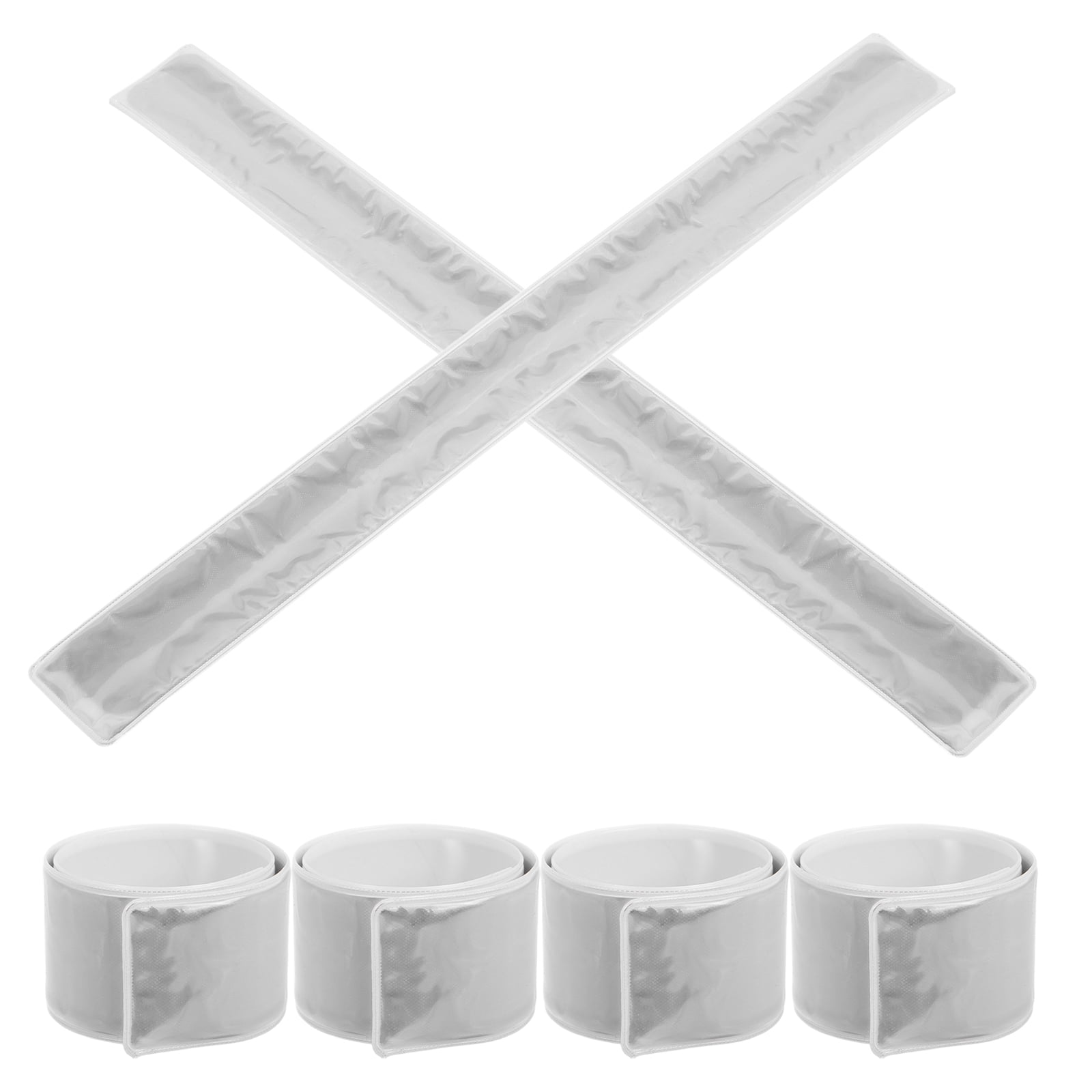 Hemoton 6 Pcs Reflective Snap Ring Sports Slap Bracelets Silver Bands ...