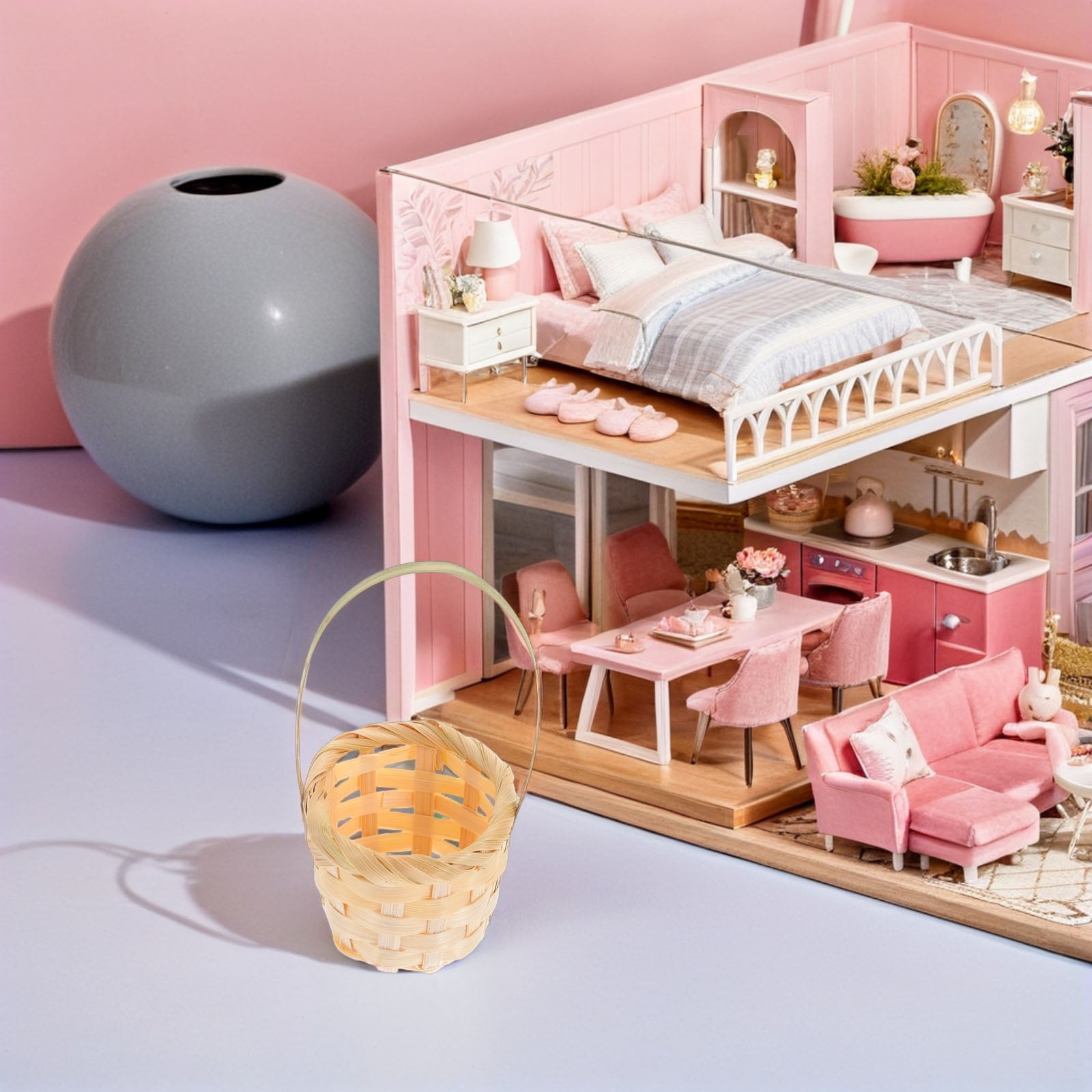 HEMOTON Mini Picnic Basket for Storage Made of Bamboo Durable Reusable ...