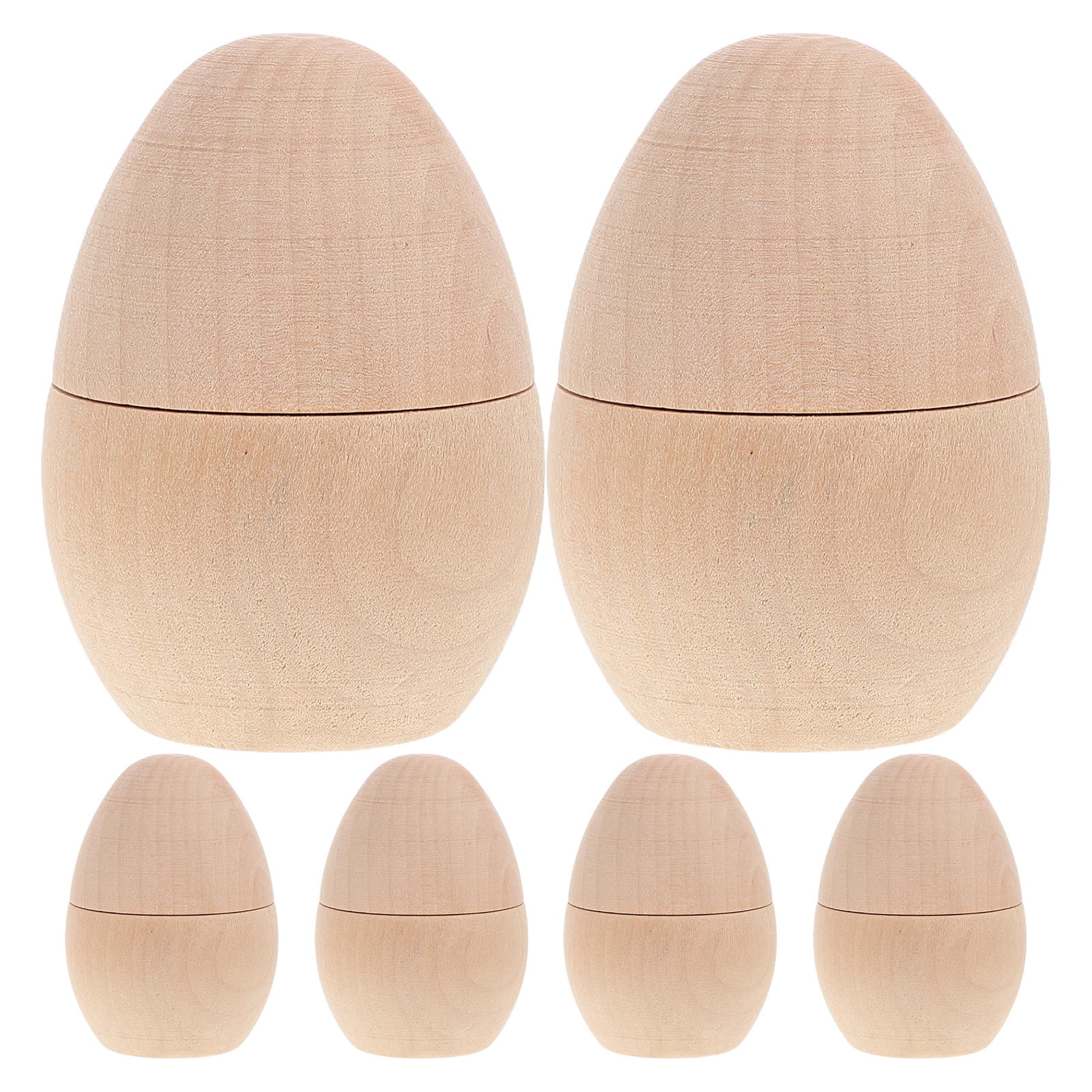 Hemoton 6pcs Wooden Fake Eggs Unfinished Wood Eggs Fillable Craft Eggs Easter Egg Ornaments for ...