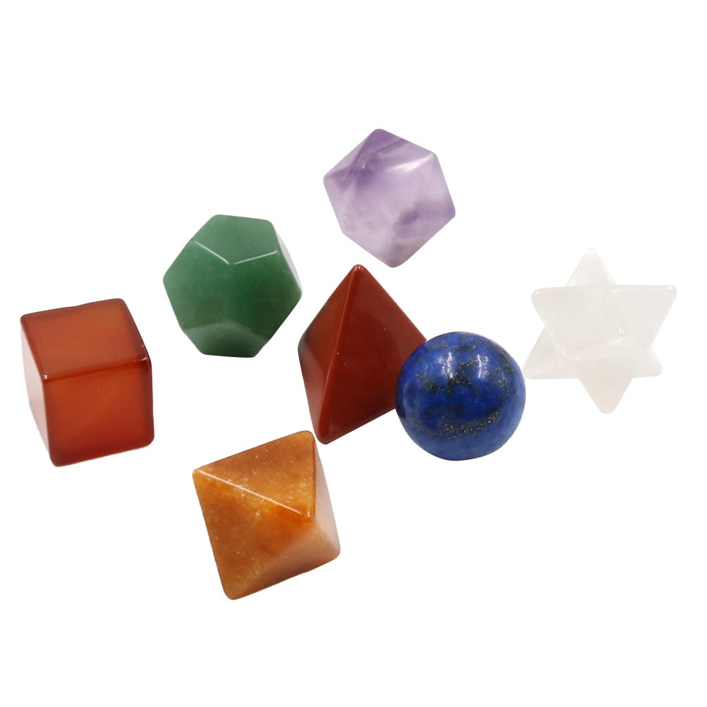 Hemoton 7 Chakra Healing Crystal Platonic Solids Sacred Geometry Set ...