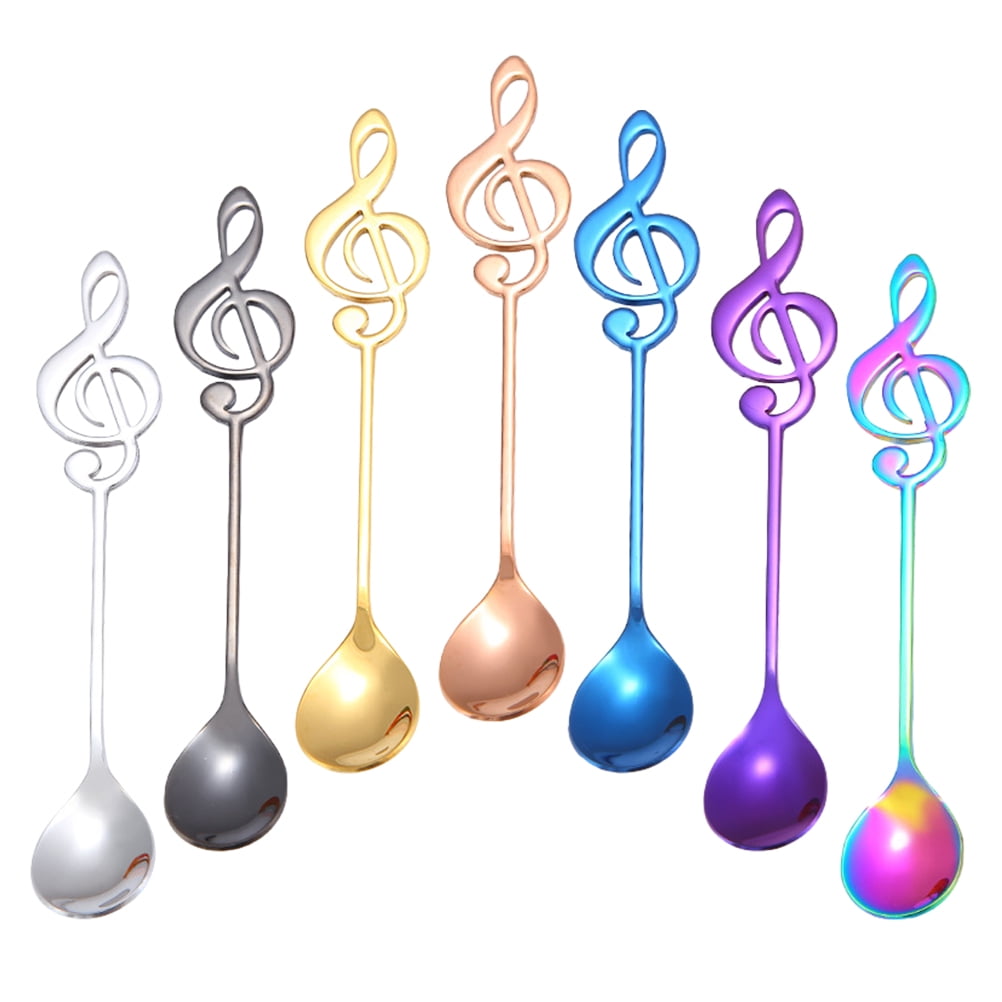 Hemoton 7 Pcs Musical Note Spoon Ice Cream Spoons Mixing Shape Child ...