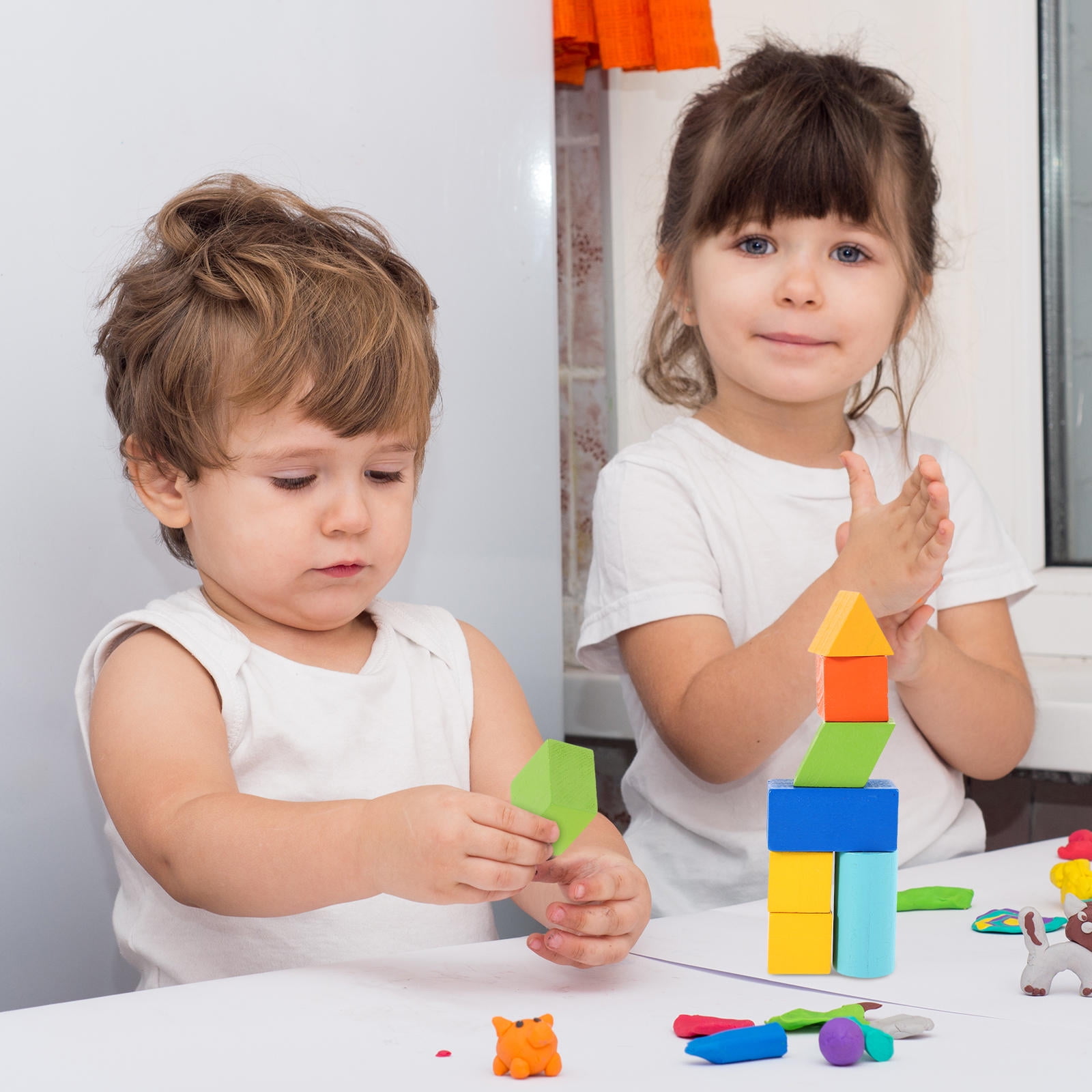 HEMOTON Wooden Pattern Blocks for Classroom Geometry Toys to Develop ...