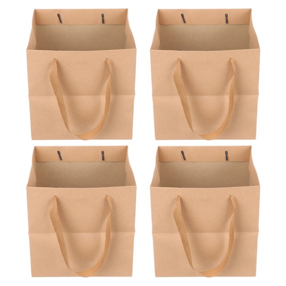Hemoton 8 Pcs Takeaway Packing Bag Handle Paper Bag Bakery Bread Bag ...
