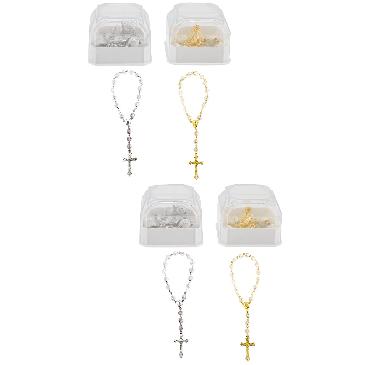 Hemoton 8 Sets Rosary Bracelet with Cross Pendant Baptism Rosary Baby ...