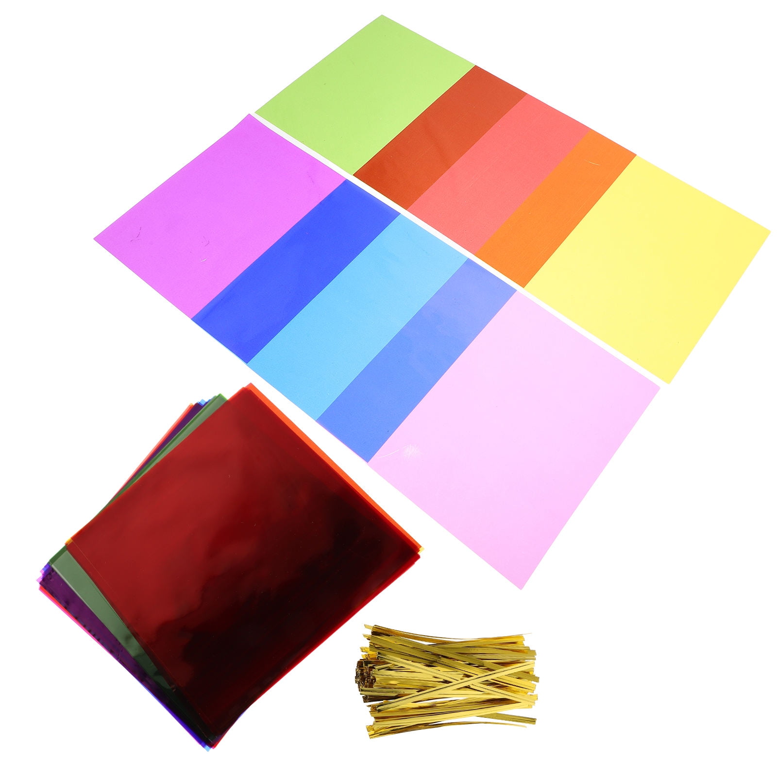 Hemoton 80pcs Cellophane Candy Wrappers Colorful Wrap Sheets Cellophane ...