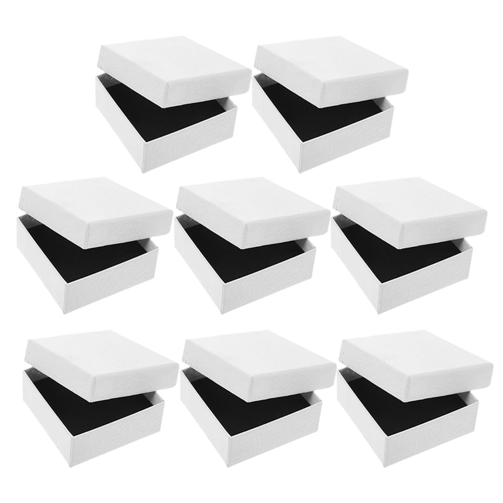 Hemoton 8pcs Square Jewelry Boxes White Cardboard Jewelry Boxes Small ...