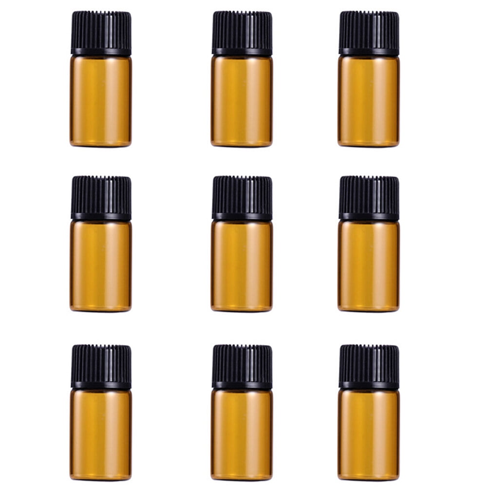 Hemoton 9PC 3ml Mini Amber Glass Vial Bottles with Orifice Reducer and ...