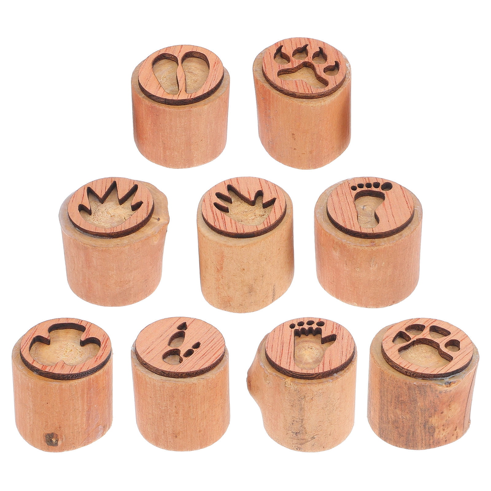 Hemoton 9pcs Animal Footprint Stamps For Kids Wooden Craft Stamps For ...
