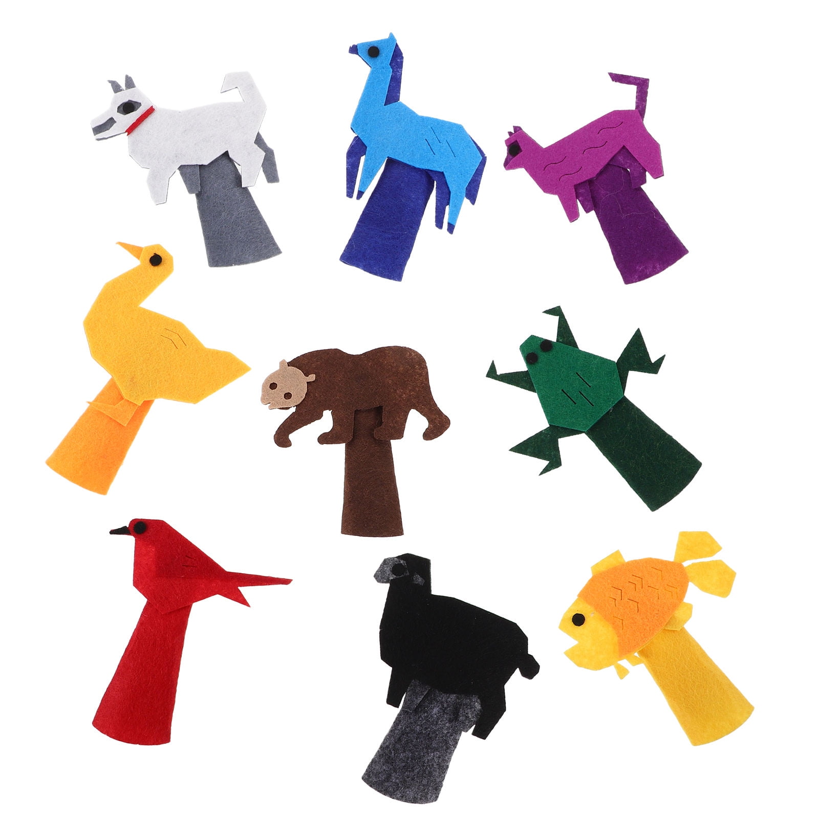 RENACLIPY 9pcs Animal Hand Puppet Assorted Color Felt For Educational ...