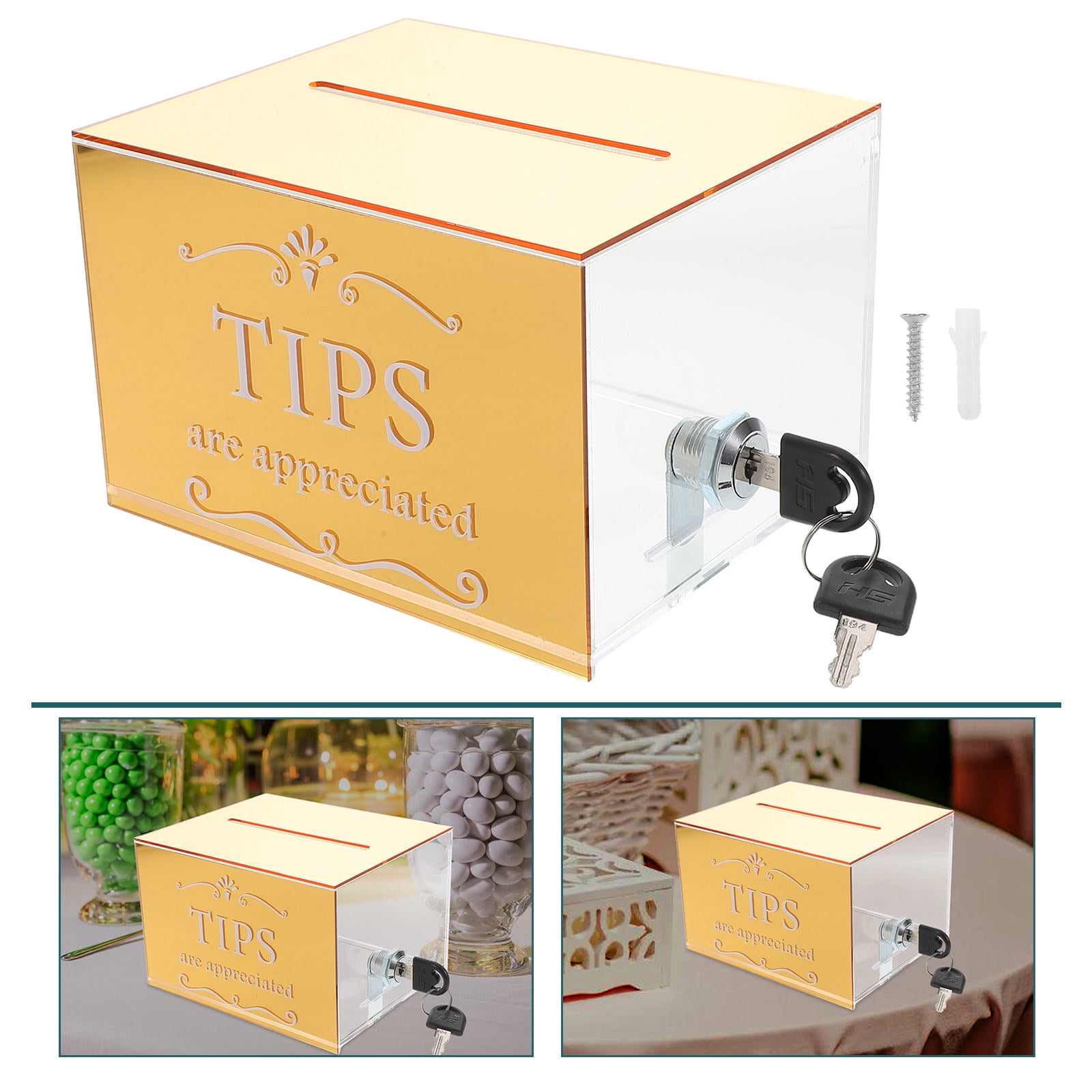 Hemoton Acrylic Tip Box Money Storage Container Suggestion Box Raffle ...