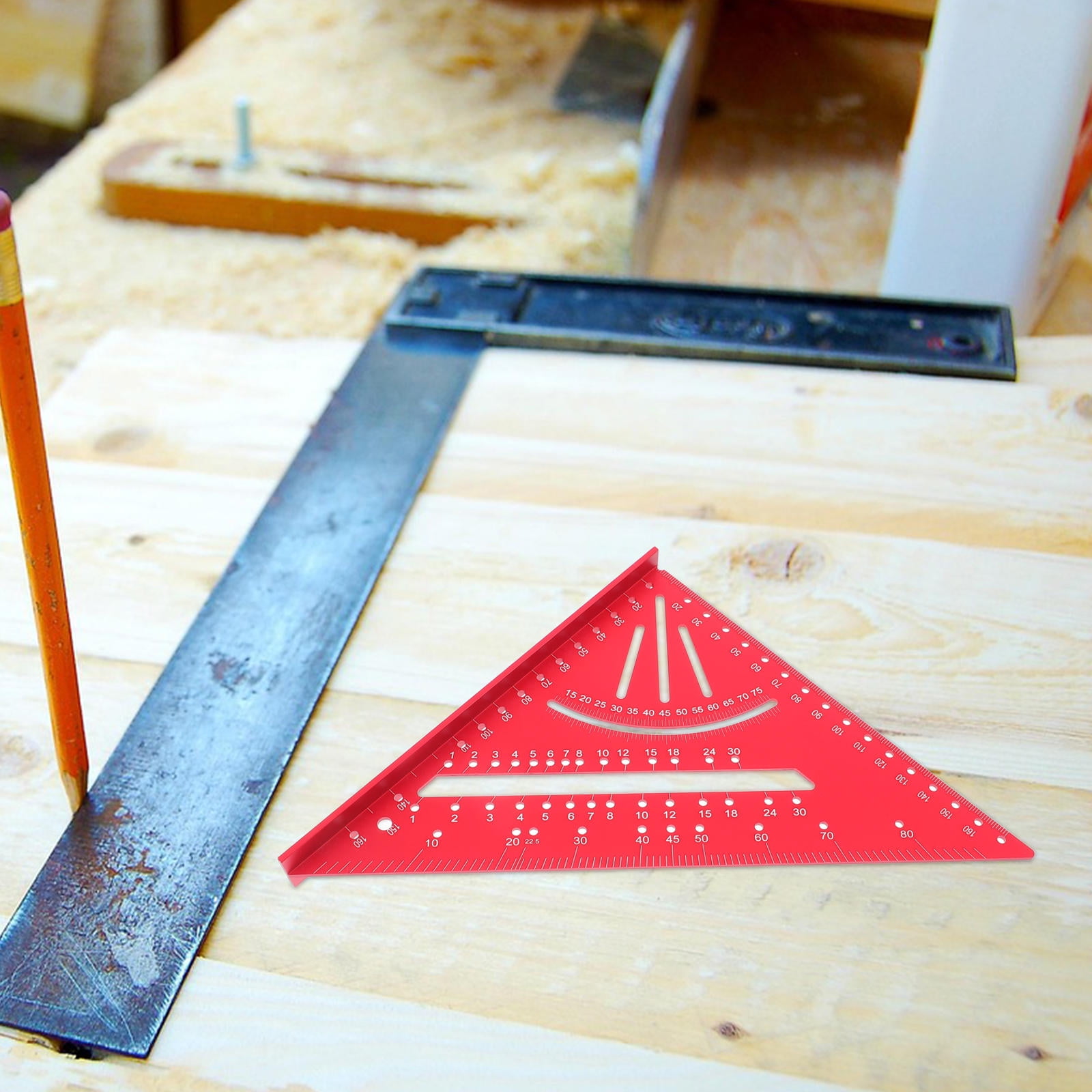 Hemoton Aluminum Carpenter Triangle Ruler 7 Inch Metric/Imperial 90 ...